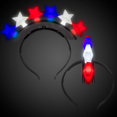 Patriotic Headbands | LED Mohawk Headband with Stars – Windy City Novelties