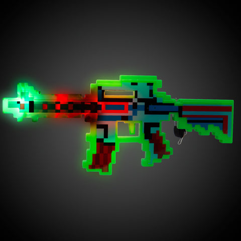 LED Green Pixel Machine Gun with Sound – Windy City Novelties