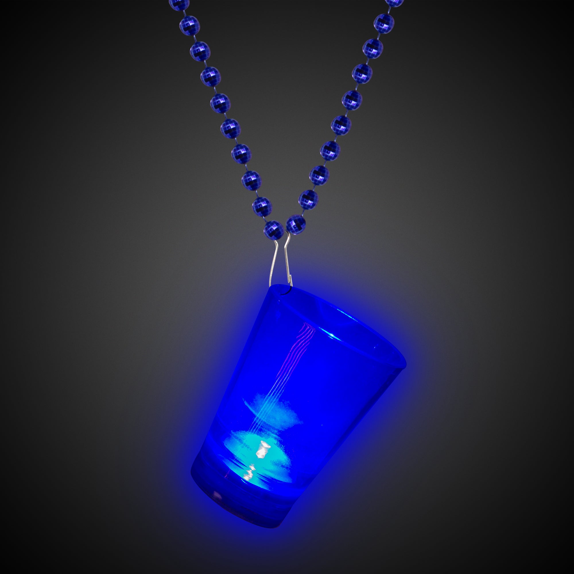LED Blue Shot Glass Bead Necklace – Windy City Novelties